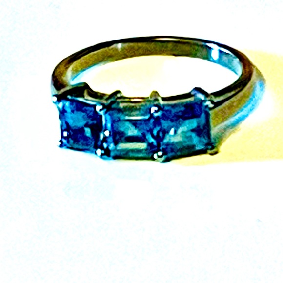 Jewelry | Authentic Three Stone London Blue Topaz And Black Rhodium ...